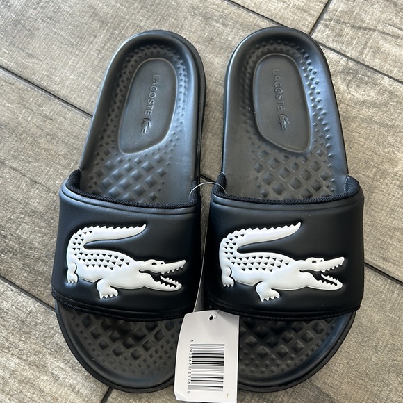 Lacoste | Shoes | Lacoste Mens Croco Dualiste Logo Strap Slides Nwt ...